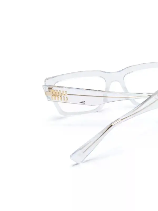 Miu Miu Logo-plaque Square-frame Glasses - Neutrals