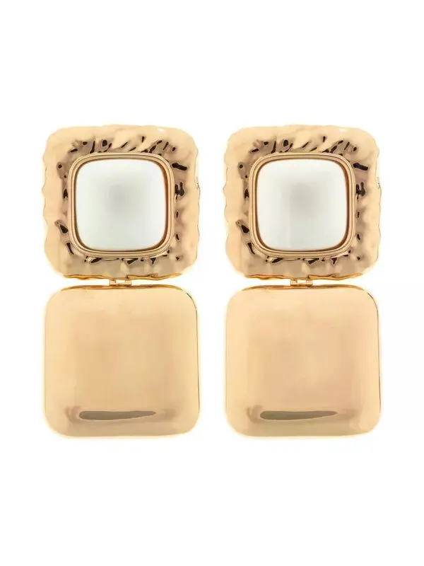 SELF-PORTRAIT Square Drop Earrings - Gold