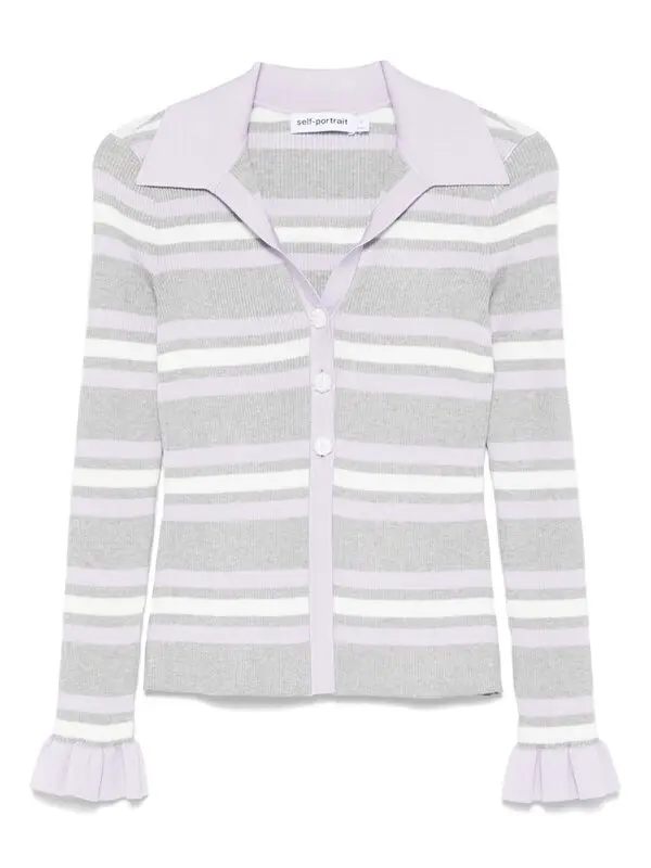SELF-PORTRAIT Striped Cardigan - Grey