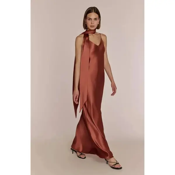 REWRITTEN Brooklyn Slip Maxi Dress - Terracotta