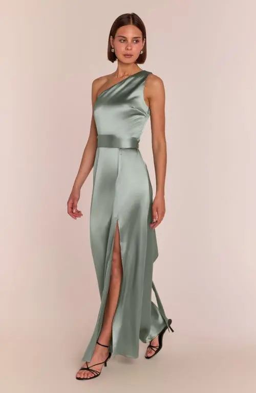 REWRITTEN One Shoulder Maxi Dress - Sage Green