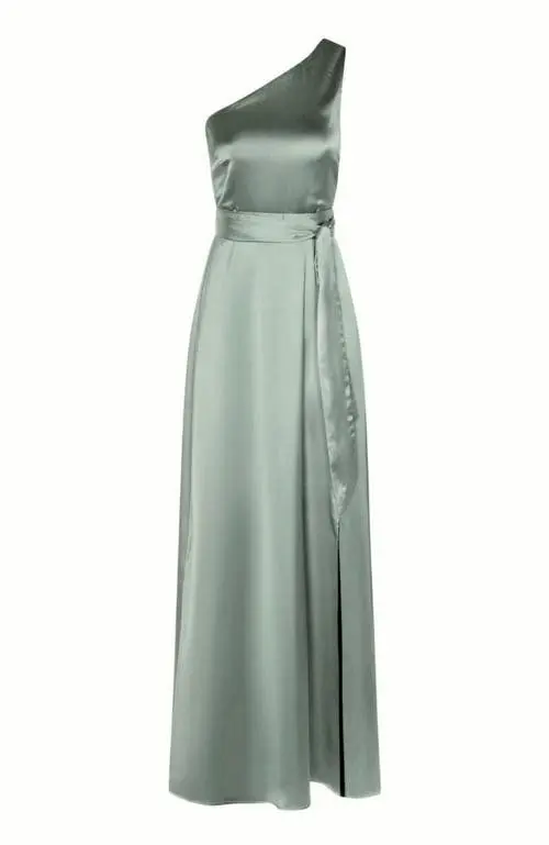 REWRITTEN One Shoulder Maxi Dress - Sage Green