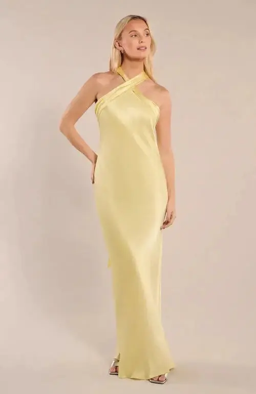 REWRITTEN Roma Halter Neck Maxi Dress With Tie Detail - Lemonade