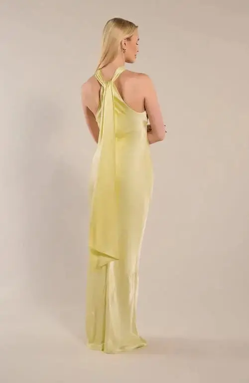 REWRITTEN Roma Halter Neck Maxi Dress With Tie Detail - Lemonade