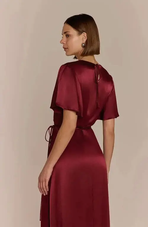 REWRITTEN Florence Waterfall Hem Dress - Chianti