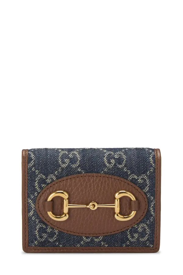 Gucci Gg Denim Horsebit Compact Wallet - Blue