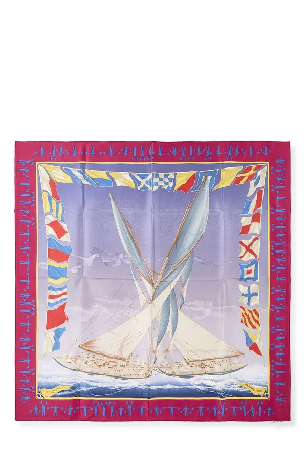 Hermès Multicolor 'en Course' Silk Scarf 90 - Purple