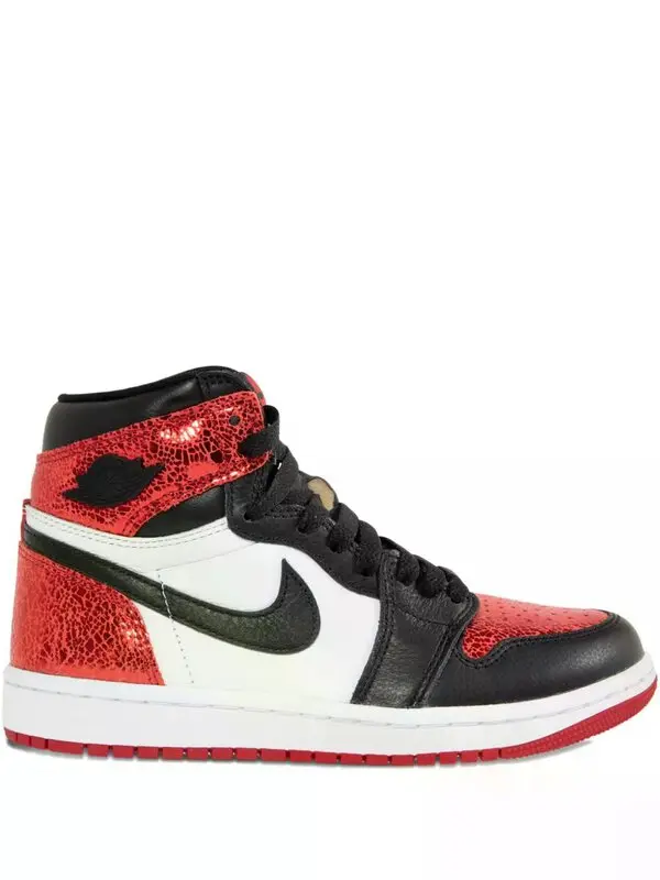 JORDAN Air 1 Retro High-top Leather Sneakers - Red