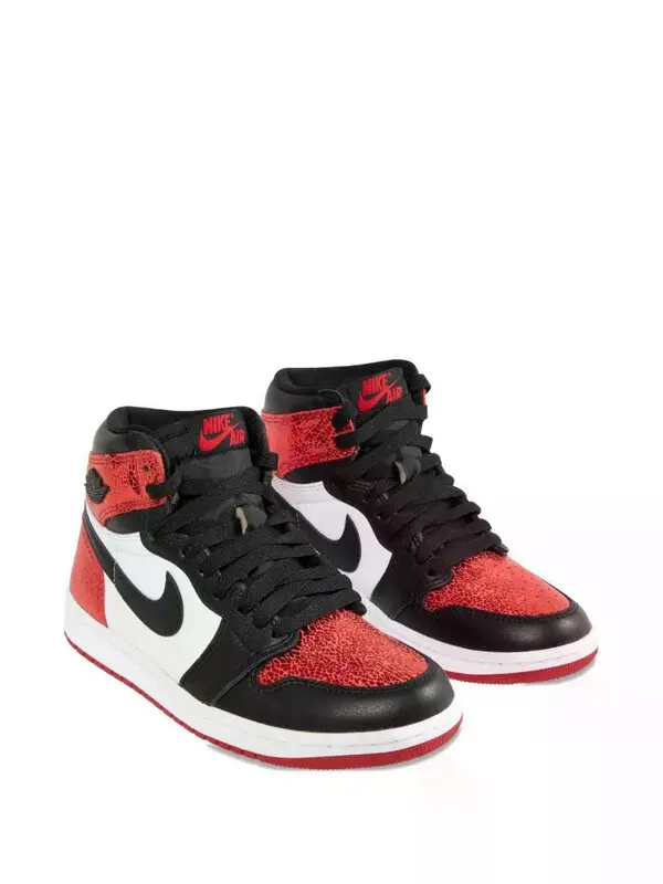 JORDAN Air 1 Retro High-top Leather Sneakers - Red