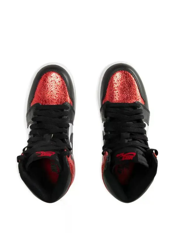 JORDAN Air 1 Retro High-top Leather Sneakers - Red
