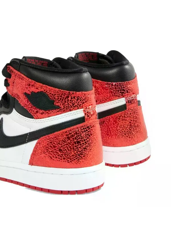 JORDAN Air 1 Retro High-top Leather Sneakers - Red