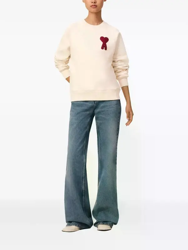 AMI Paris De Cœur Patch Sweatshirt - White