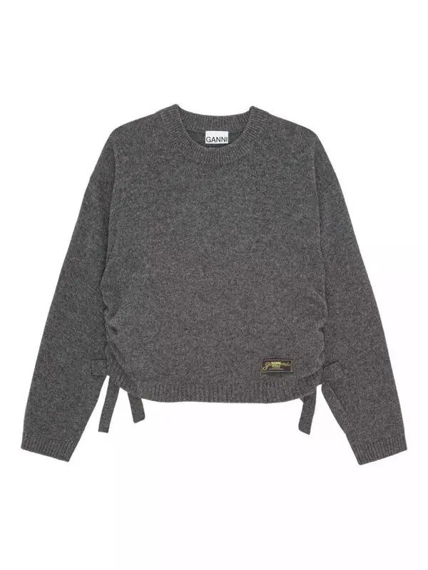 GANNI Ruched-detail Sweater - Grey