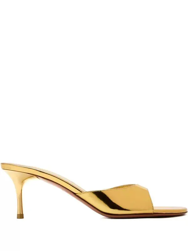 Amina Muaddi 60mm Jeanne Metallic Mules