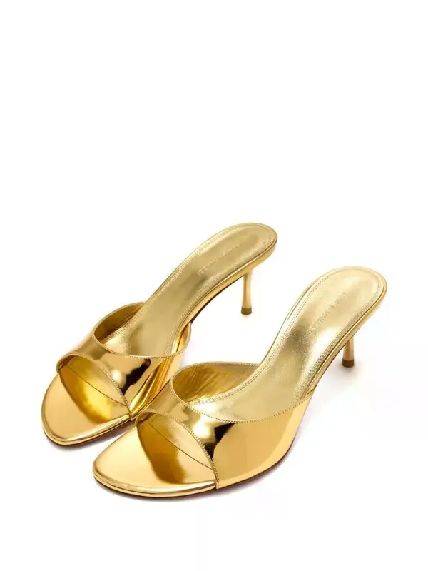 Amina Muaddi 60mm Jeanne Metallic Mules