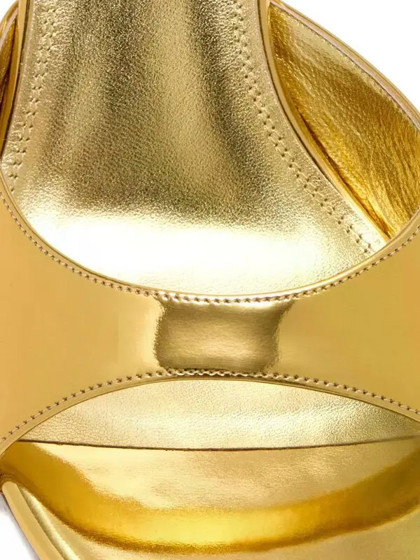 Amina Muaddi 60mm Jeanne Metallic Mules