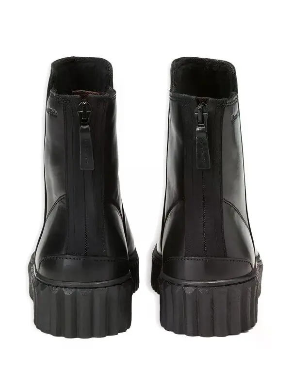 Marc O'polo Leather Ankle Boots With Ribbed Platform Sole