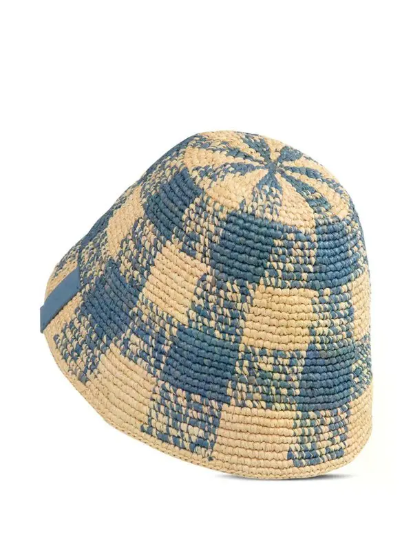 Loewe Checkered Straw Bucket Hat