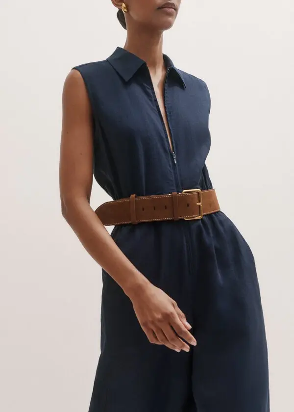 ME+EM Crease-less Linen Sleeveless Jumpsuit With Belt