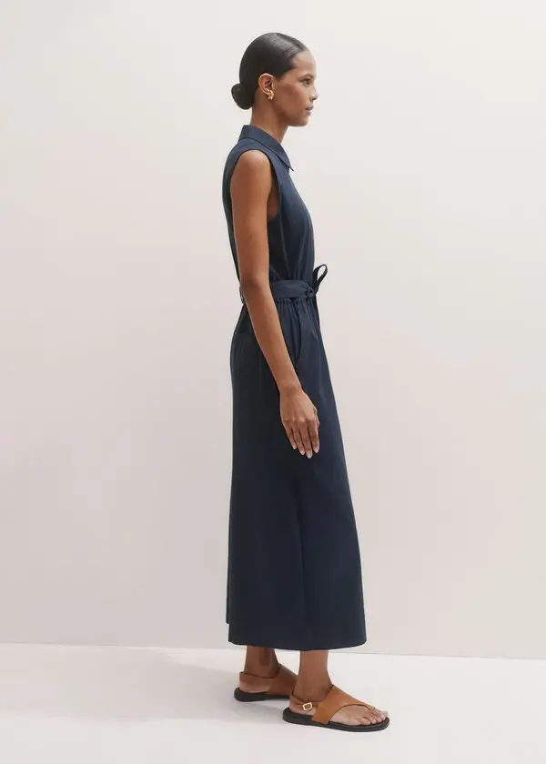 ME+EM Crease-less Linen Sleeveless Jumpsuit With Belt