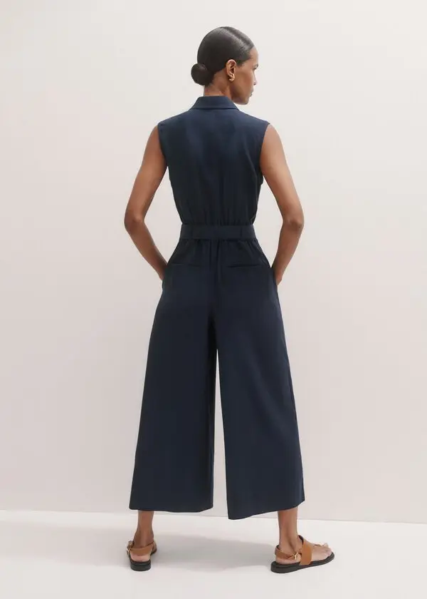 ME+EM Crease-less Linen Sleeveless Jumpsuit With Belt