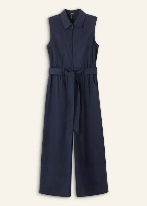ME+EM Crease-less Linen Sleeveless Jumpsuit With Belt