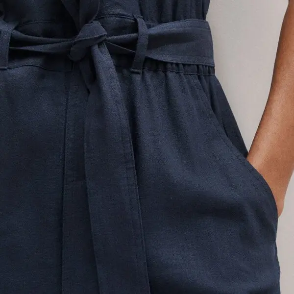 ME+EM Crease-less Linen Sleeveless Jumpsuit With Belt