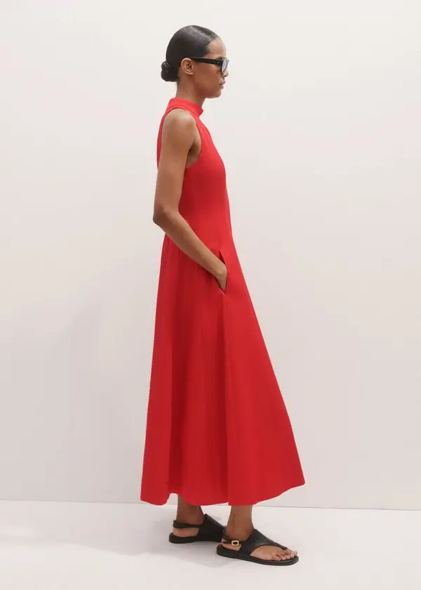 Me+Em Italian Twill Fit And Flare Maxi Dress In Lipstick Red - 60% Off |  Editorialist