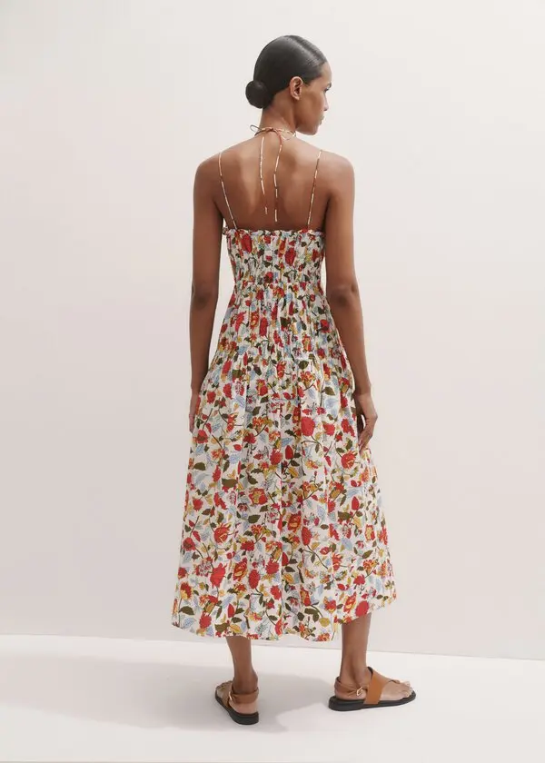 ME+EM Cotton Rosebush Print Midi Dress