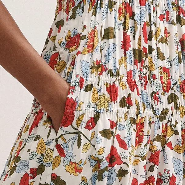ME+EM Cotton Rosebush Print Midi Dress
