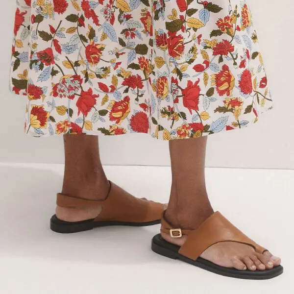 ME+EM Cotton Rosebush Print Midi Dress