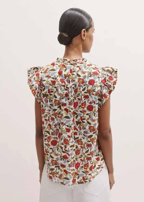 ME+EM Cotton Voile Rosebush Print Blouse
