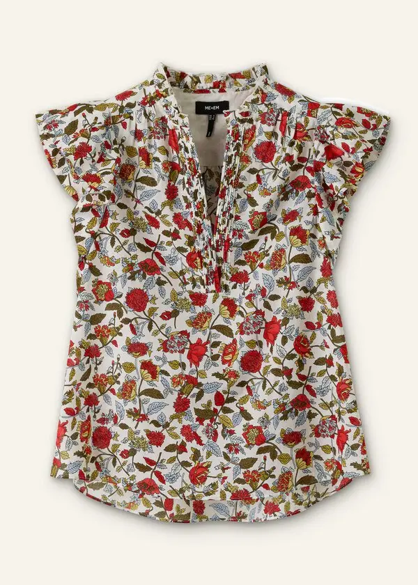 ME+EM Cotton Voile Rosebush Print Blouse