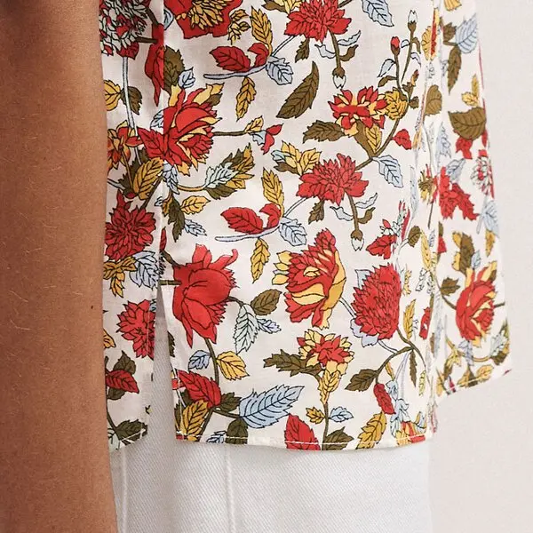 ME+EM Cotton Voile Rosebush Print Blouse