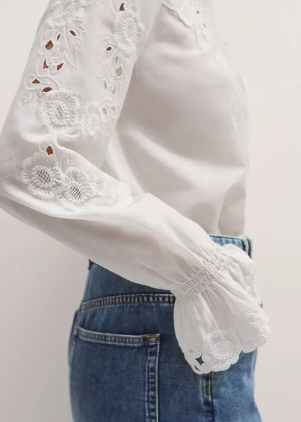ME+EM Cotton Voile Embroidered Blouse