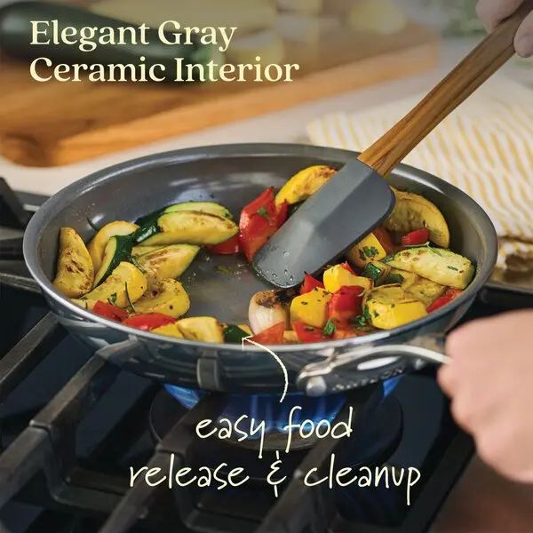 ANOLON Everlast Stainless Steel Ceramic Nonstick 11 Piece Cookware Set