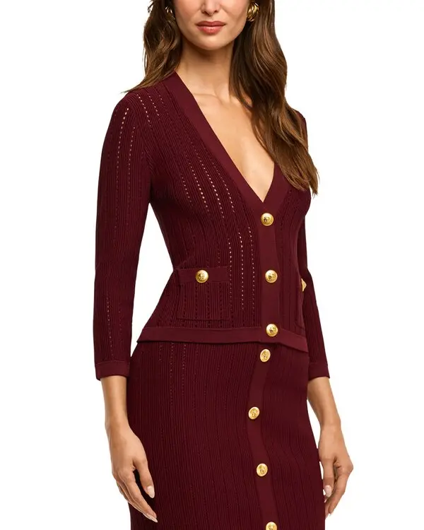 L'AGENCE Irvin Pointelle Cropped Cardigan