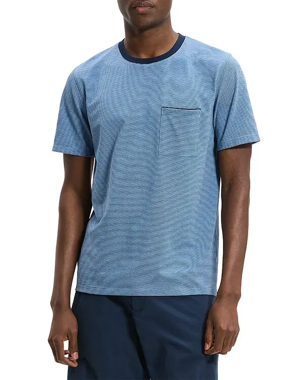Theory Pique Crew Tee - Crisp Blue Multi