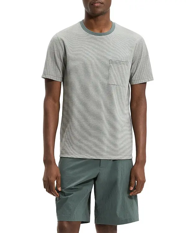 Theory Pique Crew Tee - Pine Grove Multi