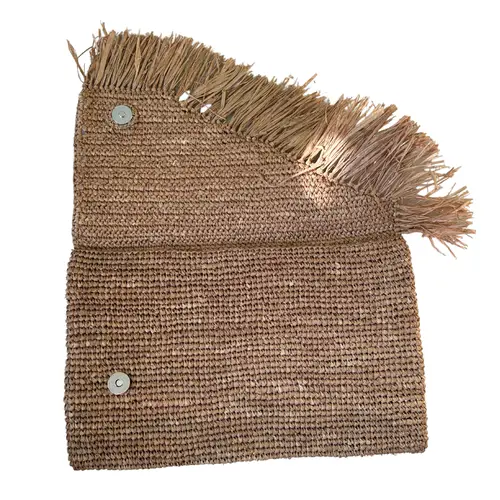ZANATANY CONCEPTS Frousse Raffia Pouch - Caramel