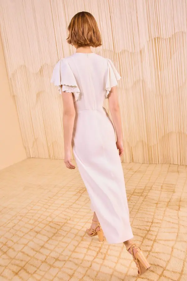 knee length dresses for ladies Reformation Delia Bow Midi Dress