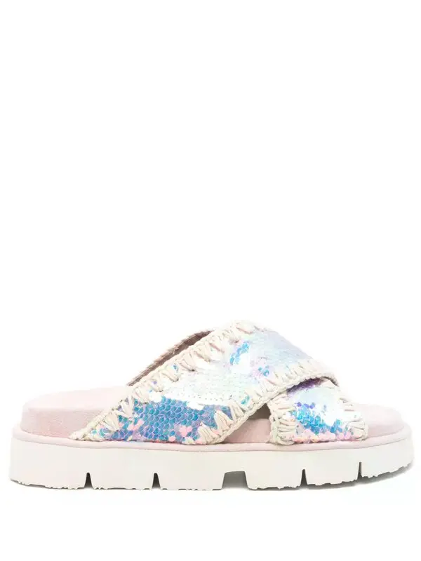 Mou Sequin-embellished Platform Sandals - Pink