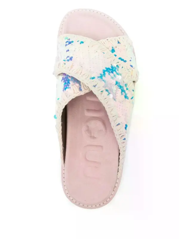 Mou Sequin-embellished Platform Sandals - Pink