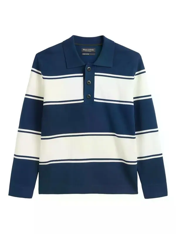 Marc O'polo Striped Long-sleeve Polo Shirt - Blue