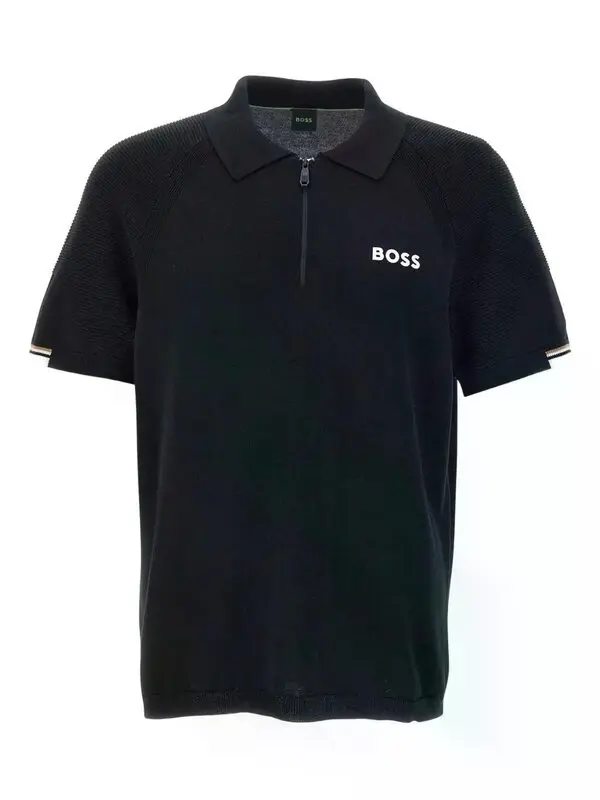 BOSS Zip-neck Polo Shirt - Black