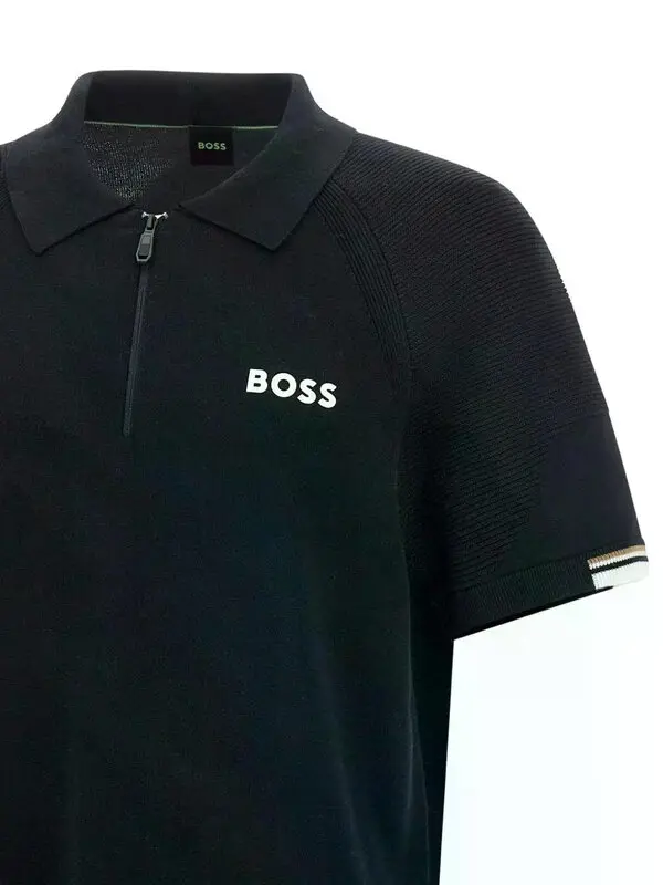 BOSS Zip-neck Polo Shirt - Black
