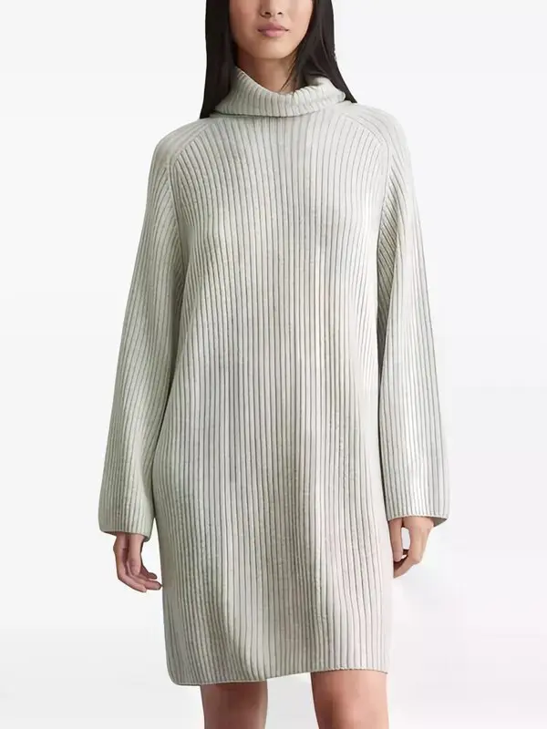 Marc O'polo Turtleneck Ribbed Mini Dress - Grey