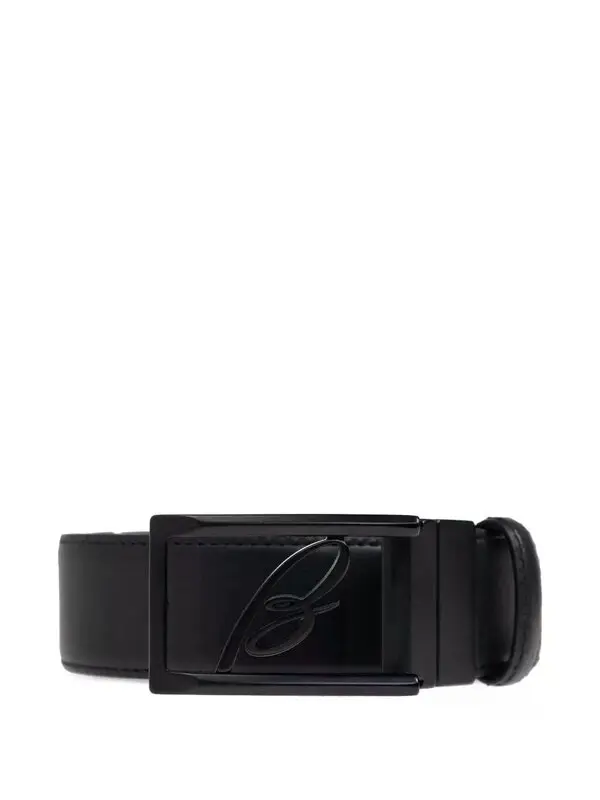 Brioni Leather Embossed Belt - Black