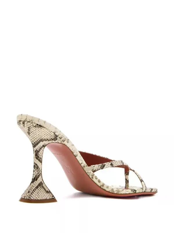 Amina Muaddi 95mm Shiona Snakeskin Effect Sandals
