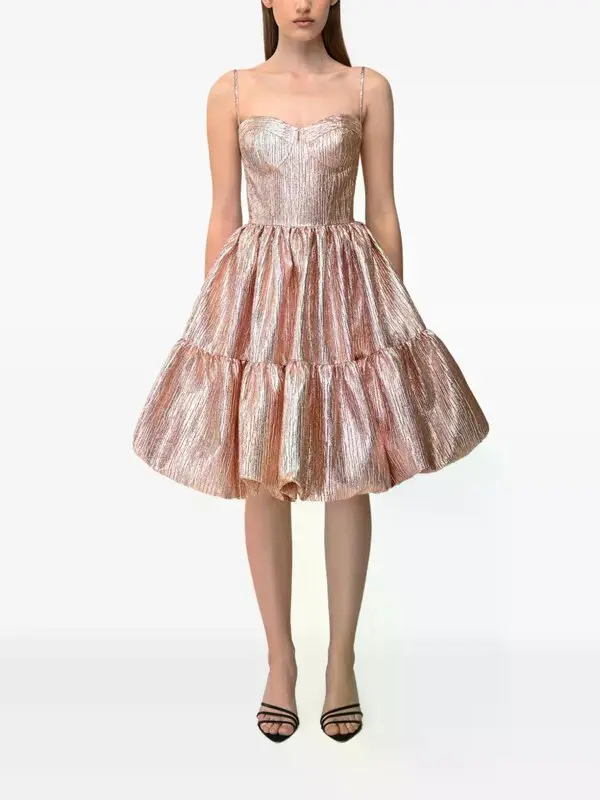 ANOUKI Metallic Gathered Minidress - Pink
